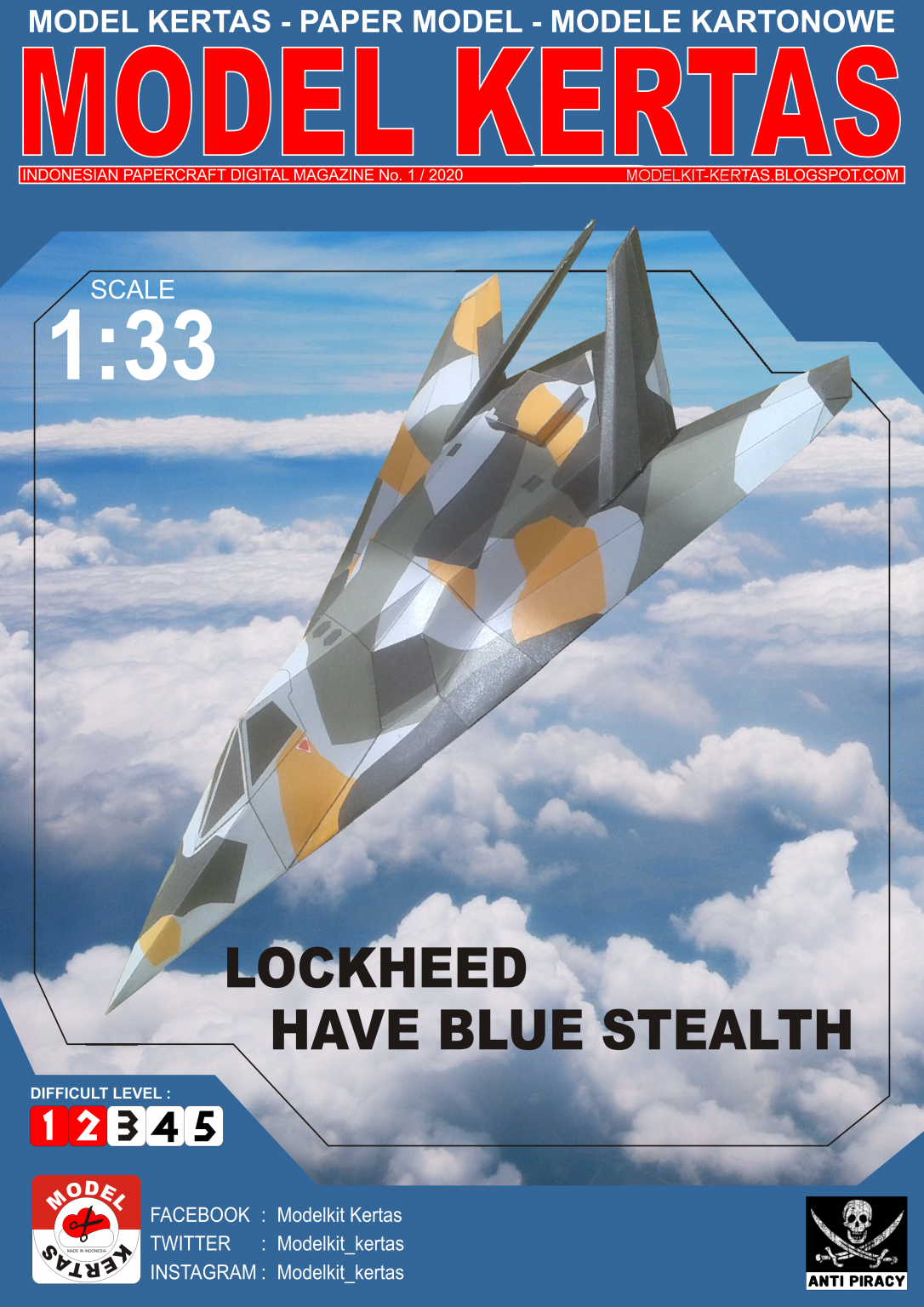 1/33 Lockheed Have Blue Stealth (F-117A Concept) Paper Model - EcardModels