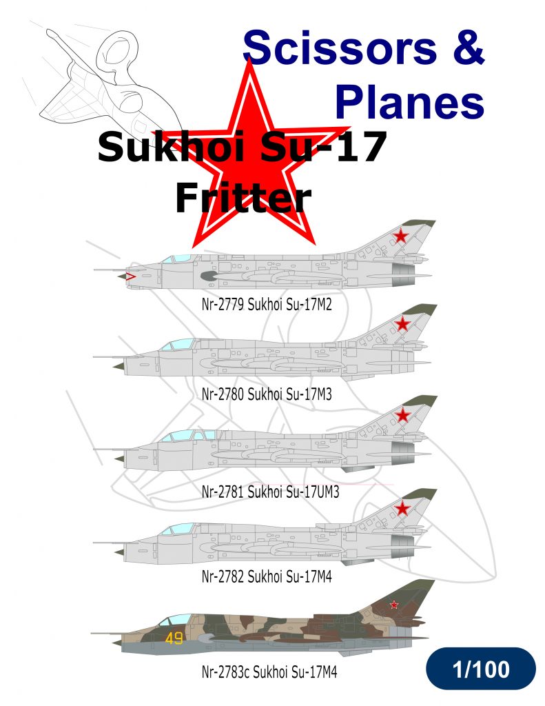 1/100 Sukhoi Su-17 Fitter (5) Kit Bundle Paper Model - EcardModels