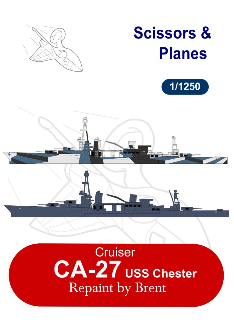 1/1250 USS Chester CA-27 Heavy Cruiser Paper Model - EcardModels
