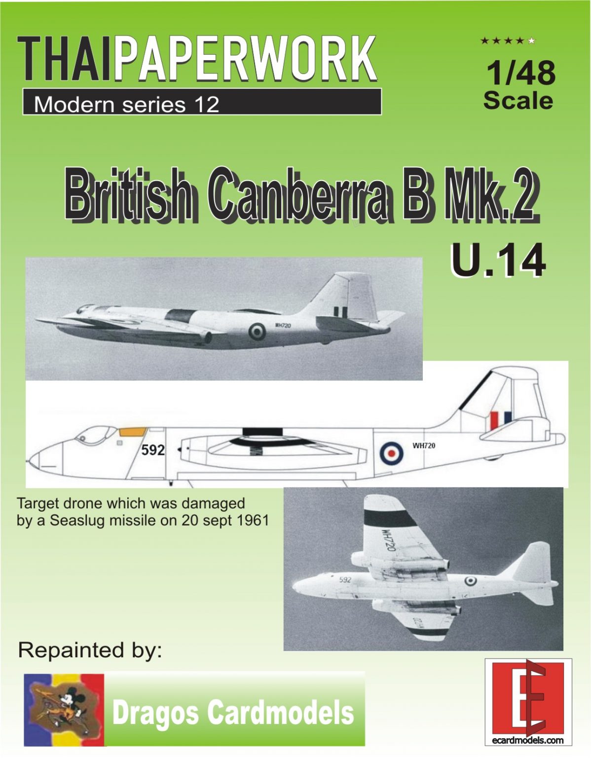 1/48 English Electric Canberra B Mk.2 Target Drone Paper Model ...