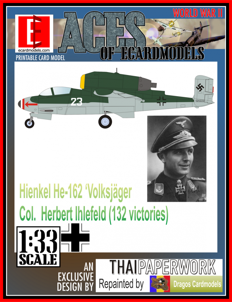1/33 Aces Herbert Ihlefeld He-162 Paper Model - EcardModels