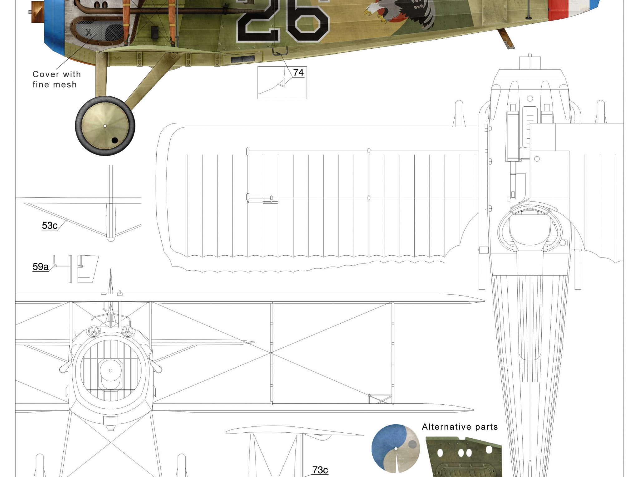 1/33 Spad XIII Frank Luke Jr Paper Model - EcardModels
