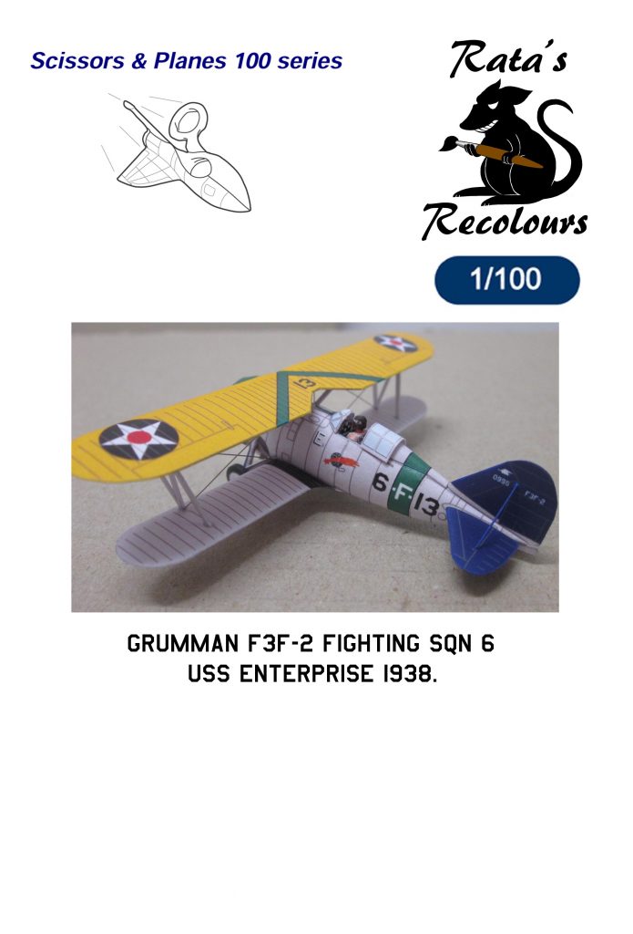 1/100 Grumman F3F-2 Fighting Squadron 6 Paper Model - EcardModels