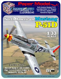 1/33 Mustang P-51D Expectant - Frank Gailer Paper Model - EcardModels