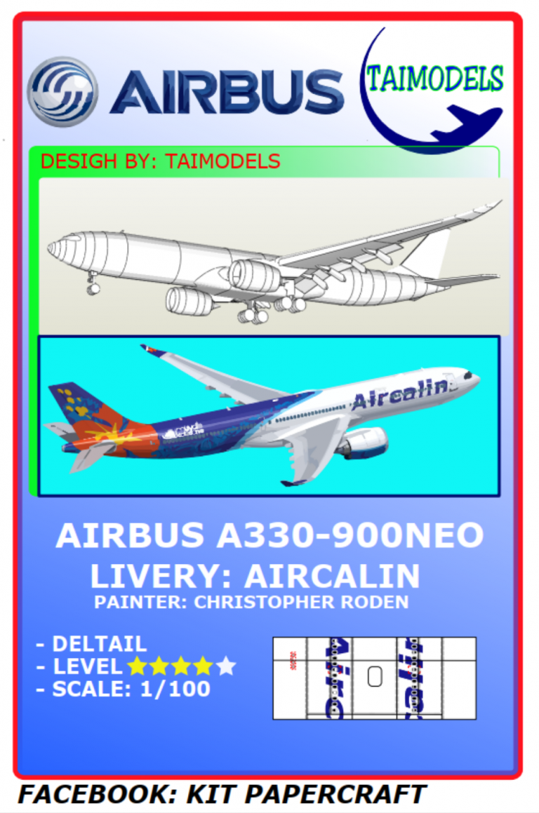 1/100 Airbus A330-900Neo AirCalin Paper Model - EcardModels