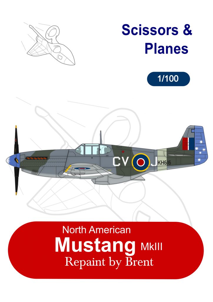 1/100 North American Mustang III “CV J” RAAF Paper Model - EcardModels