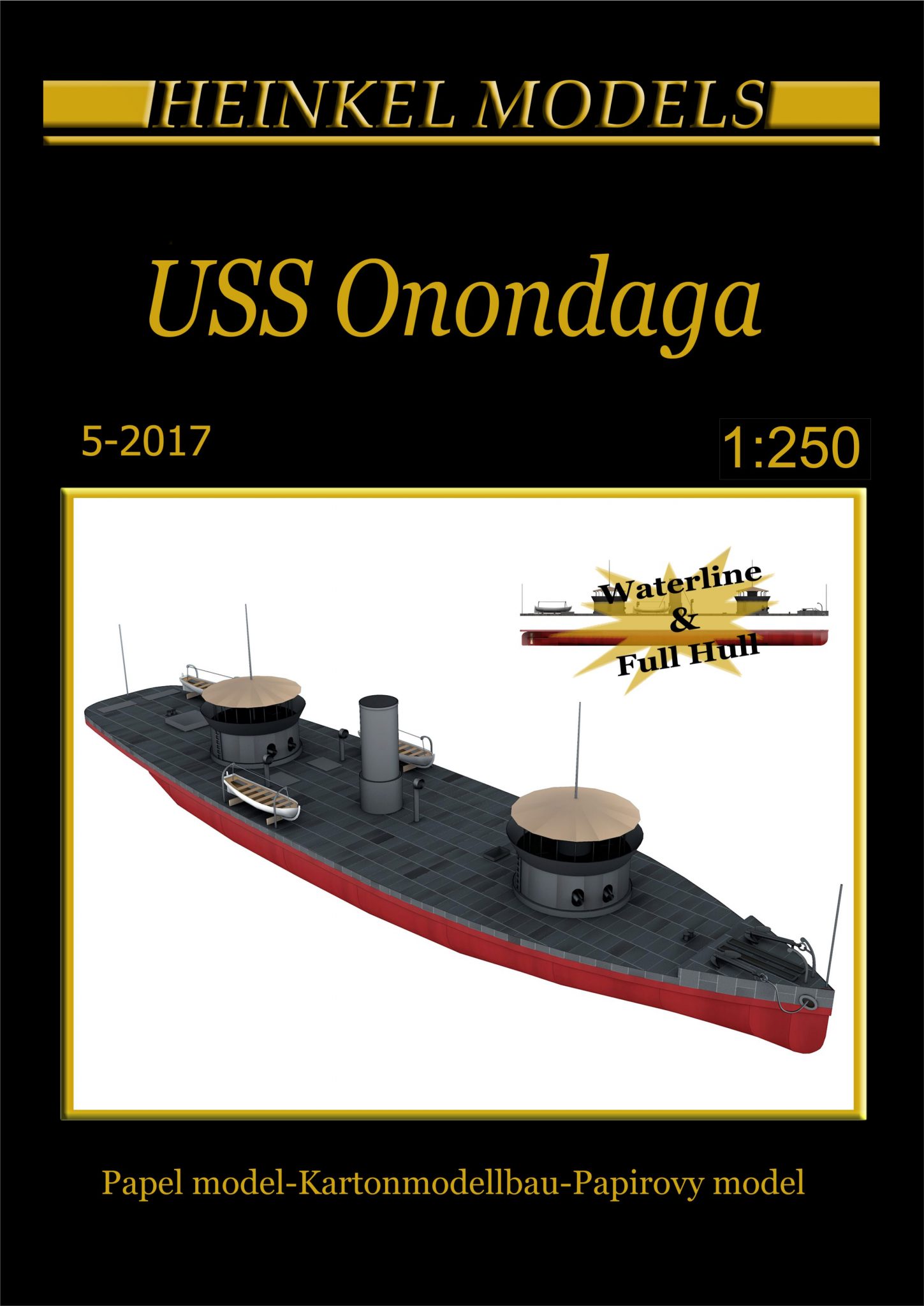 1/250 Union USS Onondaga Paper Model - EcardModels
