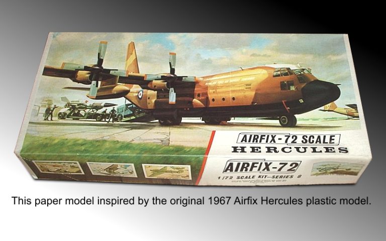 1/48 C-130 Hercules UK RAF Royal Air Force 1967 Paper Model - EcardModels