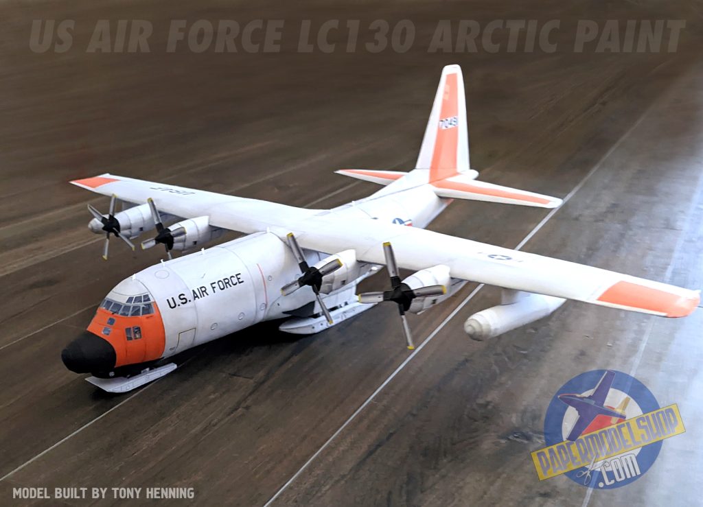 1/48 C-130 LC-130 Hercules USAF Arctic Transport Paper Model - EcardModels