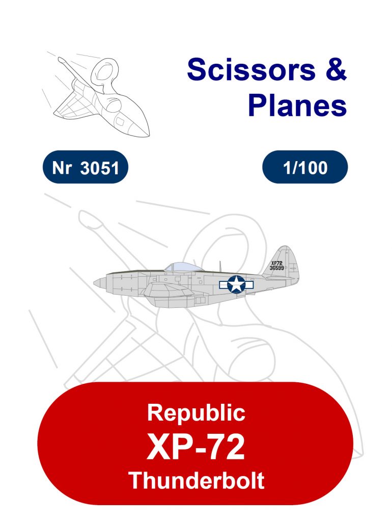 1/100 BruNo 3051 Republic XP-72 Thunderbolt Paper Model - EcardModels