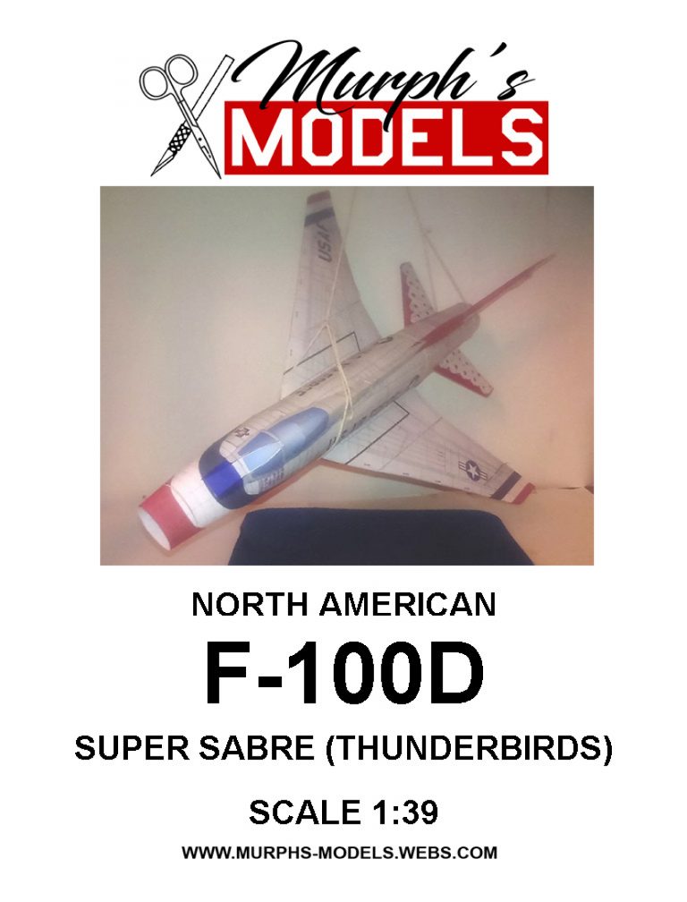 1/39 North American F-100D Super Sabre Thunderbirds Paper Model ...