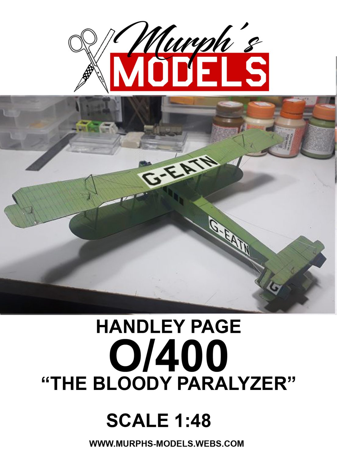 1/48 Handley Page O/400 Transport Paper Model - EcardModels