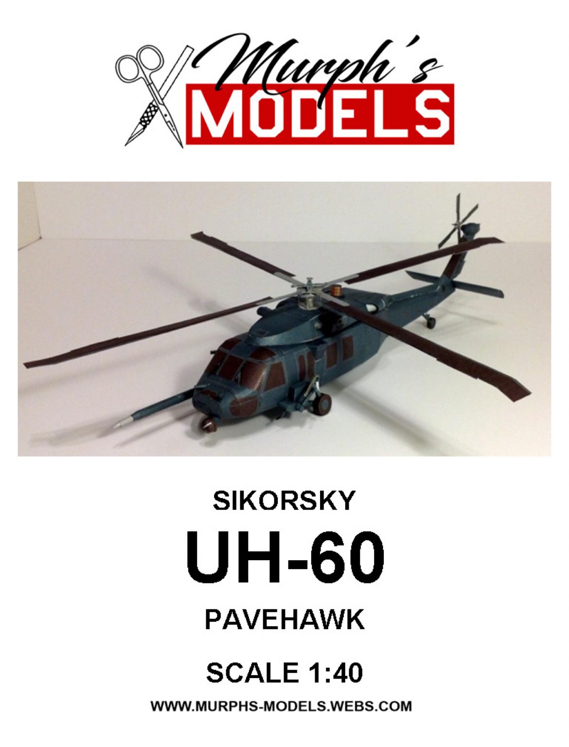 1/40 Sikorsky MH-60 Pave Hawk Paper Model - EcardModels