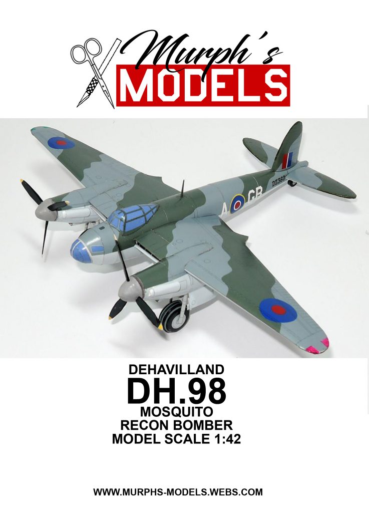 1:42 de Havilland DH.98 Mosquito Reconnaissance Bomber Paper Model ...