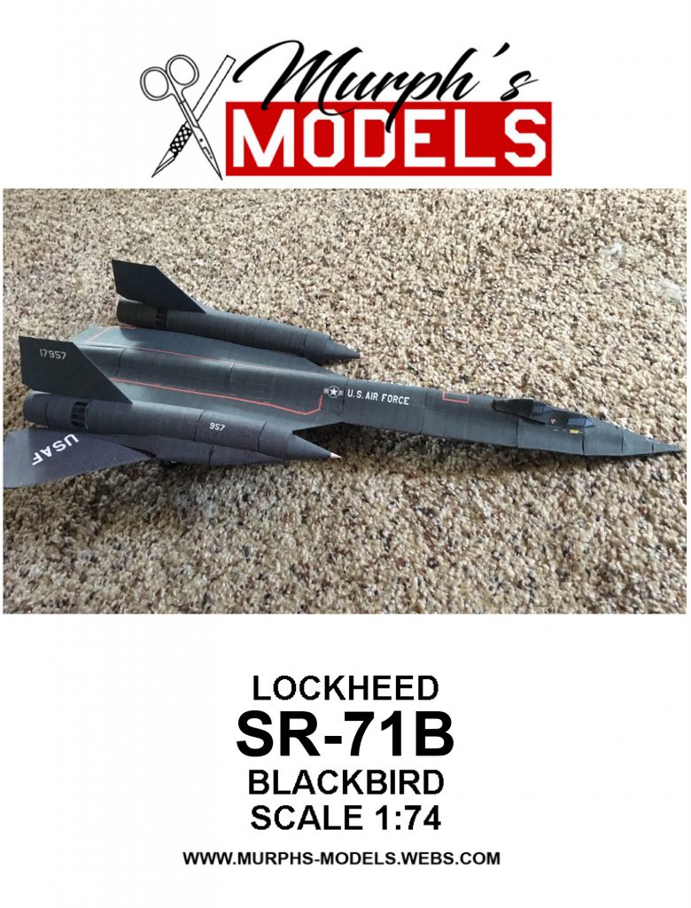 1/74 Lockheed SR-71B Blackbird Paper Model - EcardModels