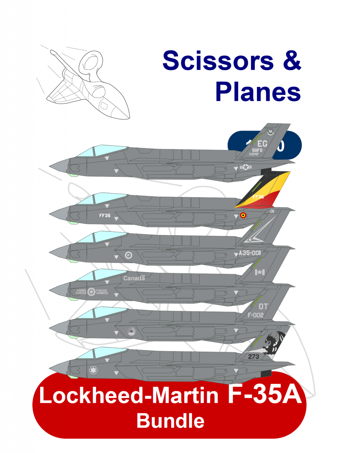1/100 snp Lockheed Martin F-35A Lightning II Bundle Paper Model ...