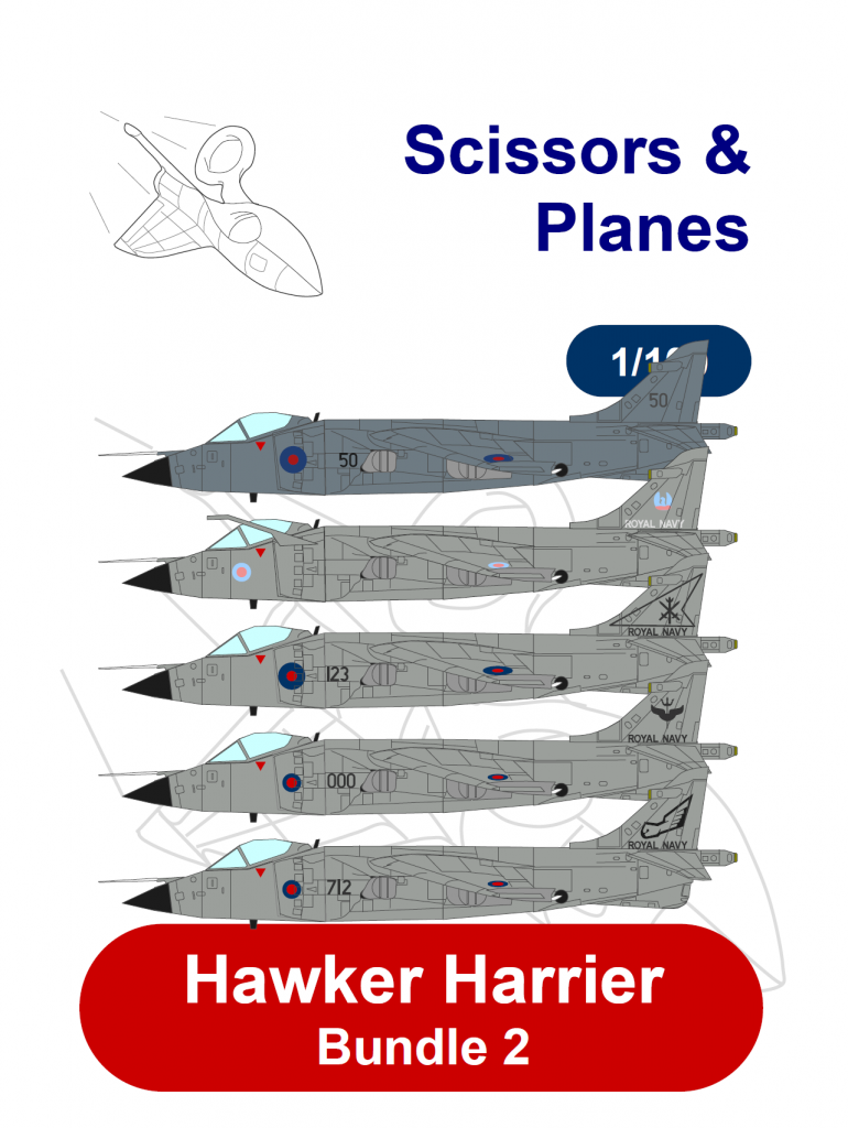 1/100 snp Hawker Sea Harrier FRS1 Bundle 2 Paper Model - EcardModels