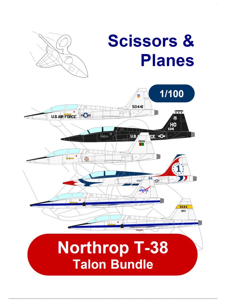 1/100 snp Northrop T-38 Talon Bundle Paper Model - EcardModels