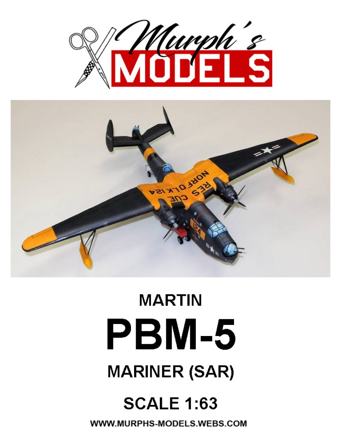 1/63 Martin PBM-5 Mariner US Navy Search and Rescue Paper Model ...