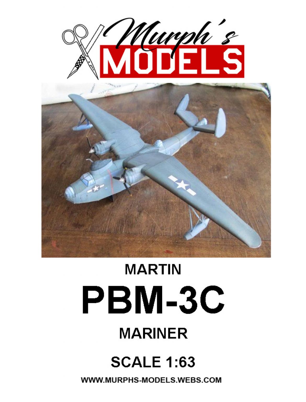 1/63 Martin PBM-3C Mariner US Navy Paper Model - EcardModels