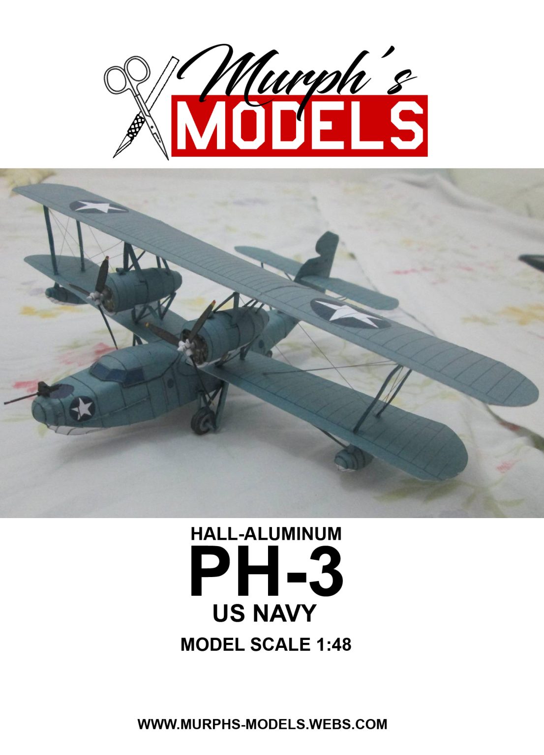 1/48 Hall-Aluminum PH-3 US Navy Paper Model - EcardModels