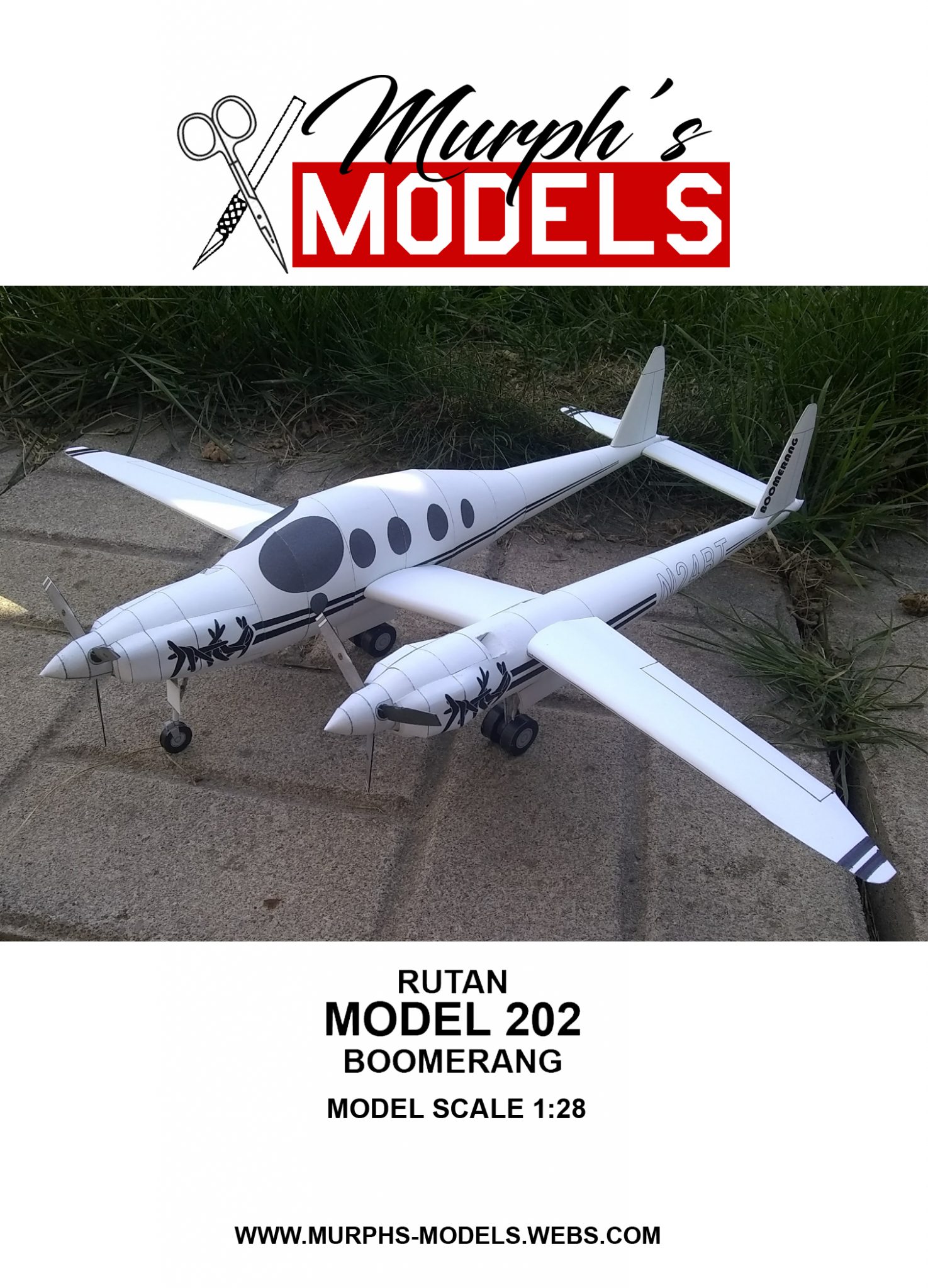 1/28 Rutan Model 202 Boomerang Paper Model - EcardModels