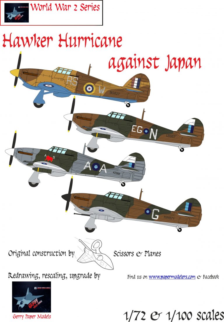 1/72 and 1/100 Hawker Hurricane against Japan (4) Kit Bundle Paper ...