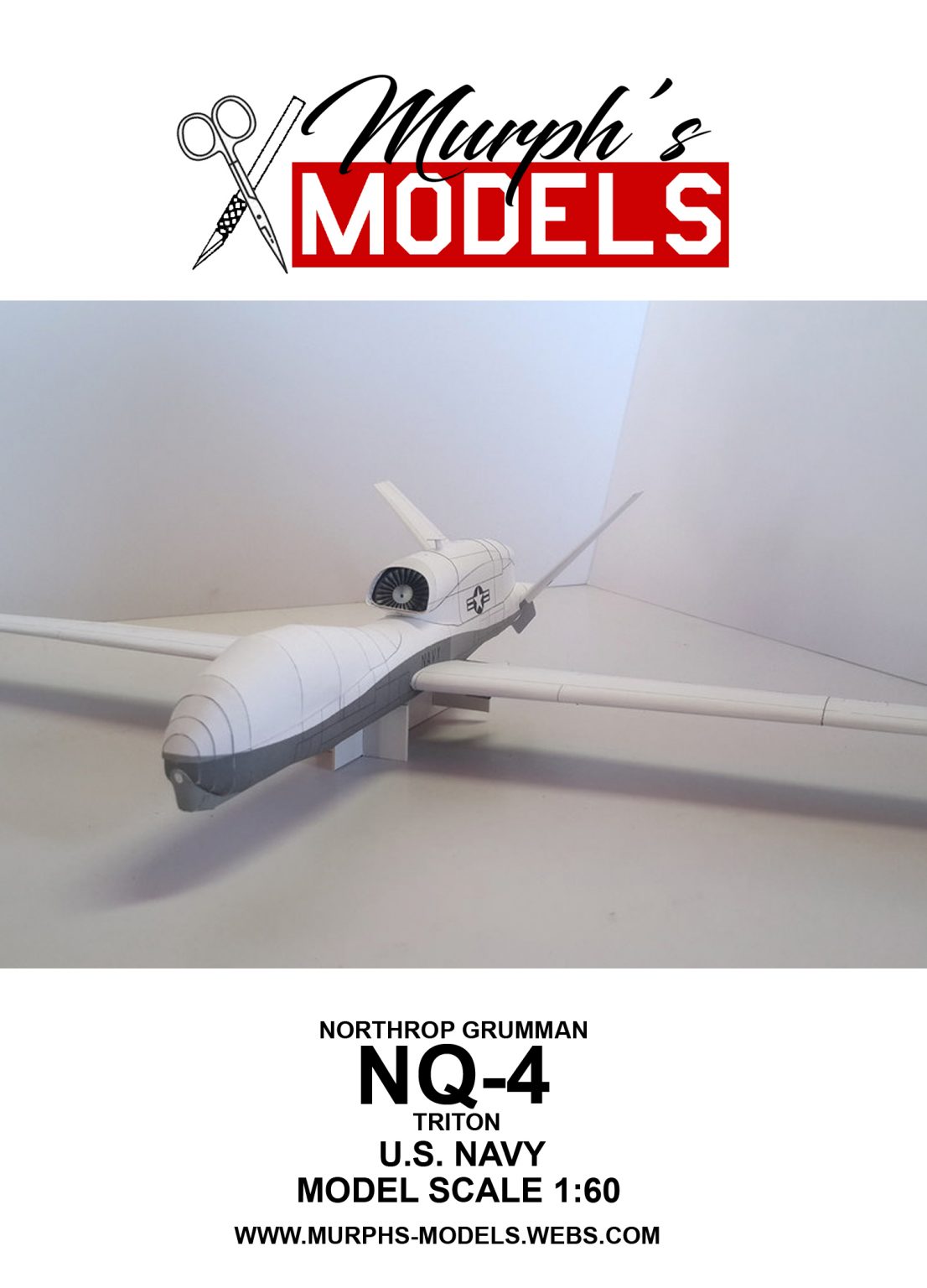 1/60 Northrop Grumman NQ-4 Triton US Navy Paper Model - EcardModels
