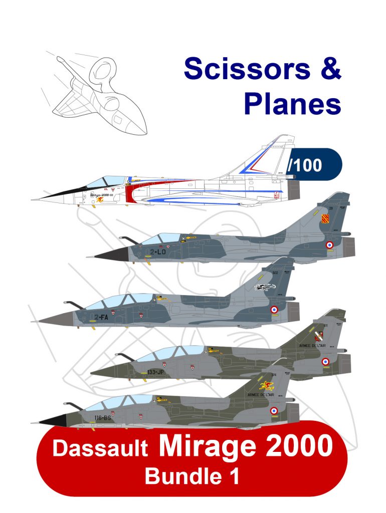 1/100 snp Dassault Mirage 2000 Bundle 1 Paper Model - EcardModels