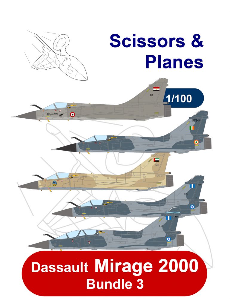 1/100 snp Dassault Mirage 2000 Bundle 3 Paper Model - EcardModels