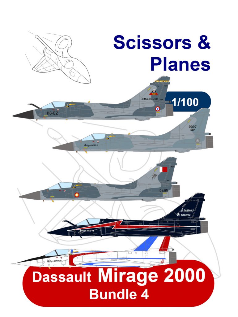 1/100 snp Dassault Mirage 2000 Bundle 4 Paper Model - EcardModels