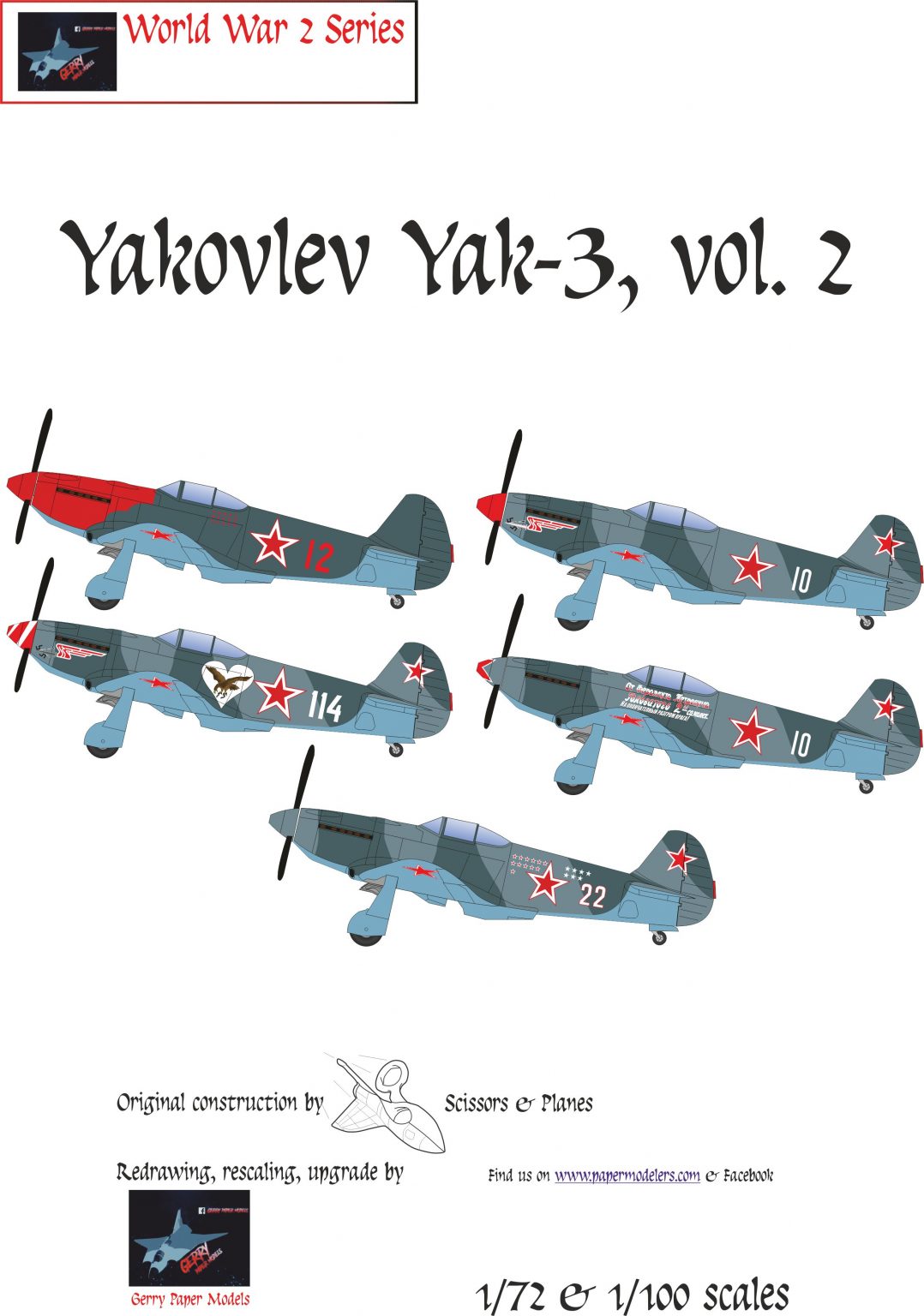 1/72 and 1/100 Yakovlev Yak-3, vol. 2 (5) Kit Bundle Paper Model ...