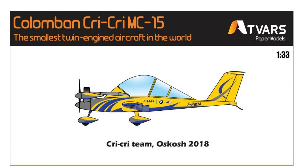 1/33 Colomban MC-15 Cri-Cri, The Cri-Cri Team Paper Model - EcardModels