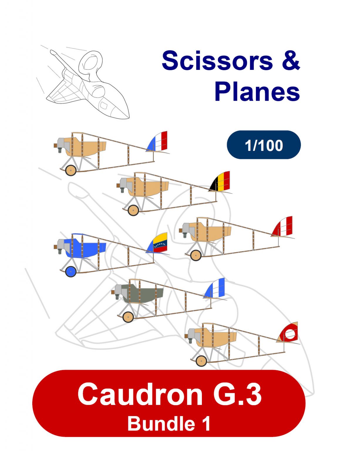1/100 Caudron G3 Bunlde 1 Paper Model - EcardModels