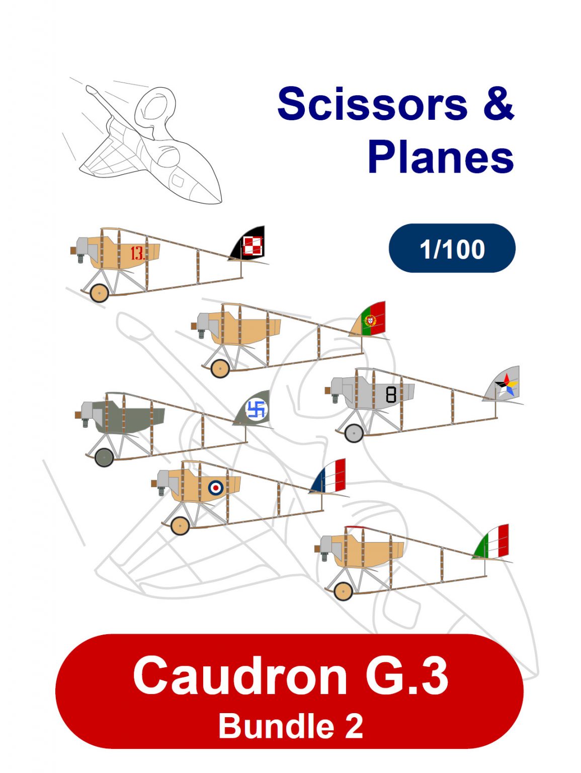 1/100 snp Caudron G3 Bundle 2 Paper Model - EcardModels