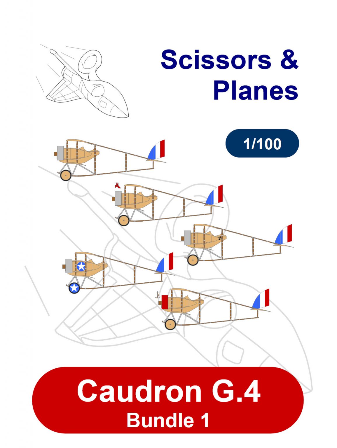 1/100 snp Caudron G4 Bundle 1 Paper Model - EcardModels