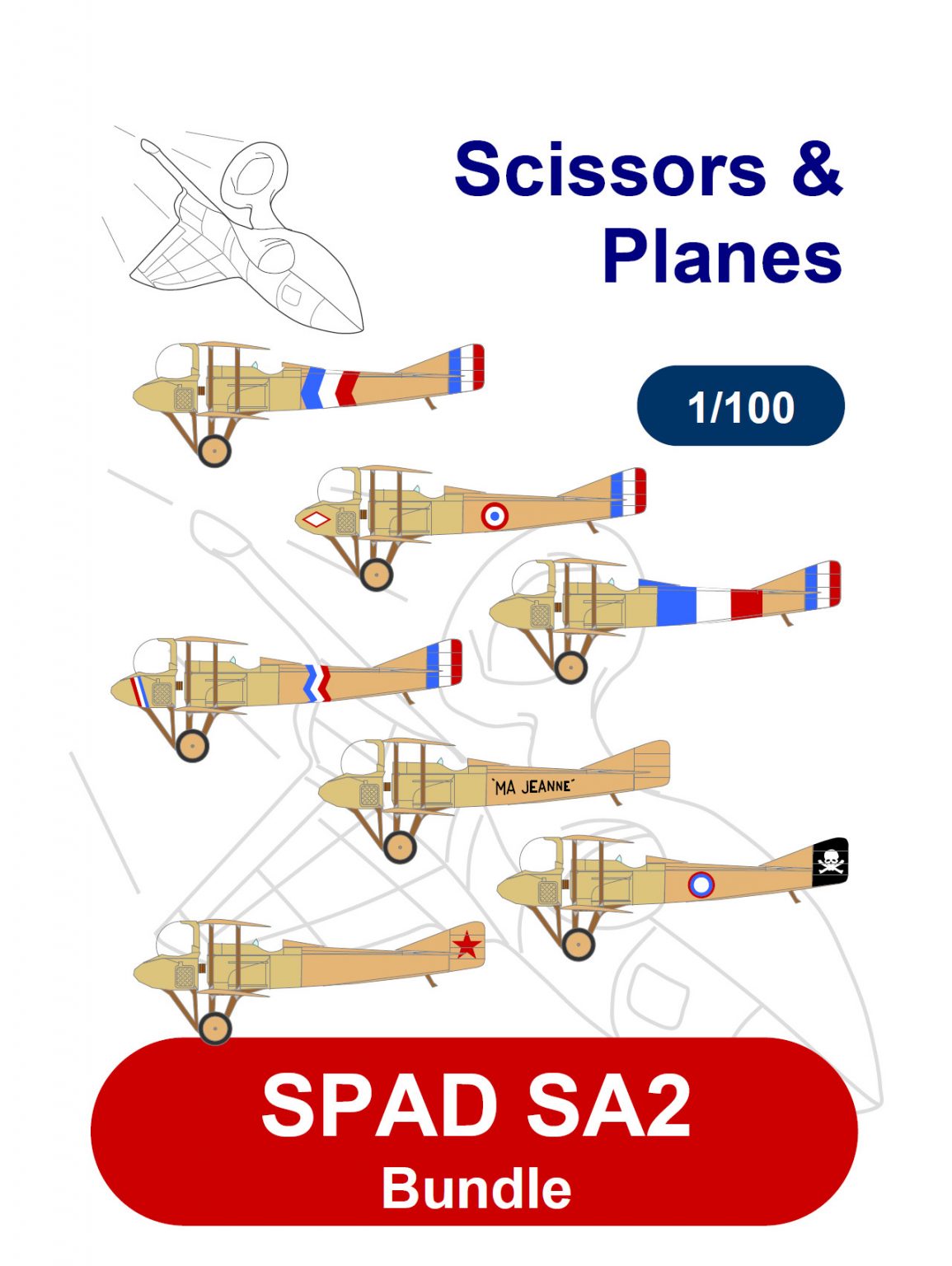 1/100 snp SPAD SA2 Bundle Paper Model - EcardModels