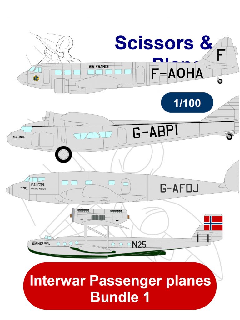 1/100 snp Interwar passenger planes Bundle 1 Paper Model - EcardModels