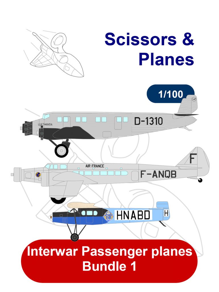 1/100 snp Interwar Passenger Planes Bundle 2 Paper Model - EcardModels