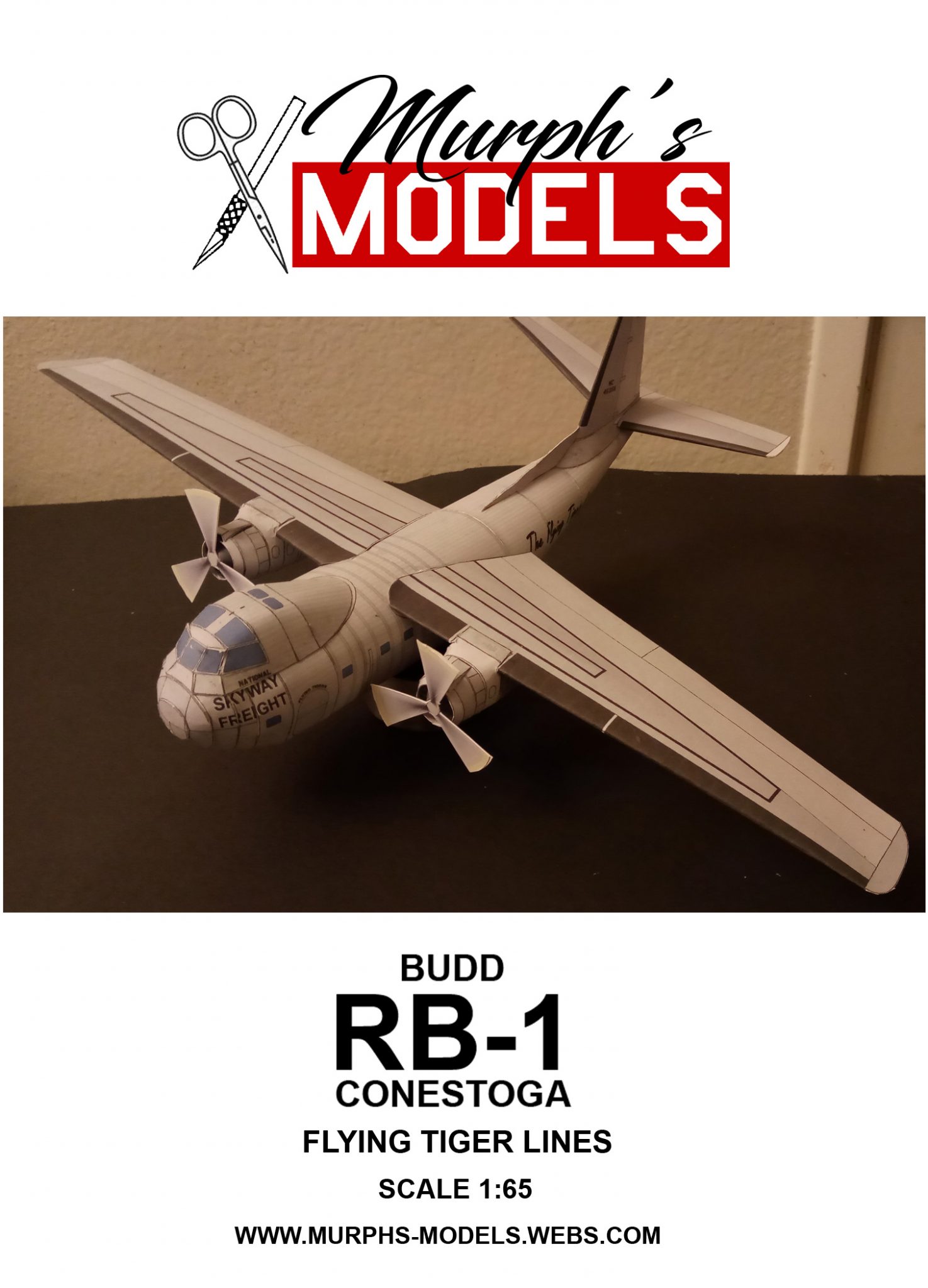 1/65 Budd RB-1 Conestoga Flying Tigers Paper Model - EcardModels