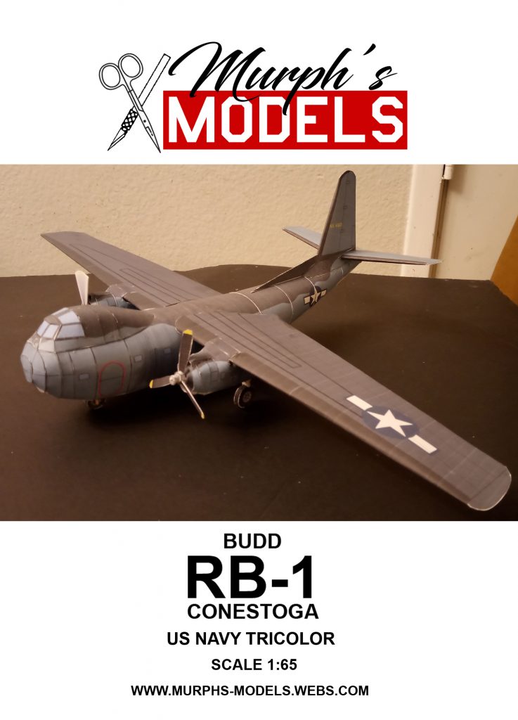 1/65 Budd RB-1 Conestoga US Navy Tricolor Paper Model - EcardModels