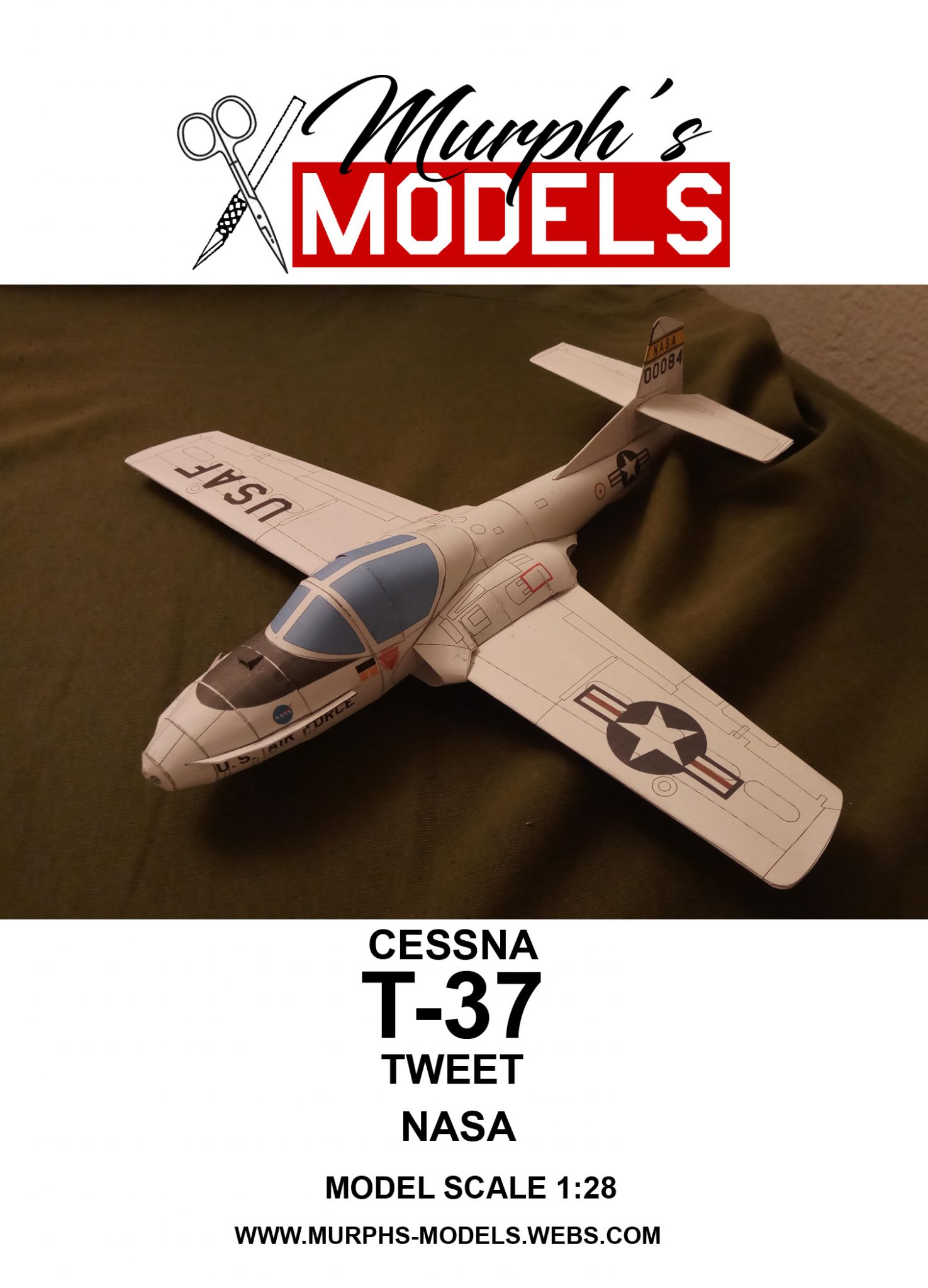 1/28 Cessna T-37 Tweet NASA Paper Model - EcardModels