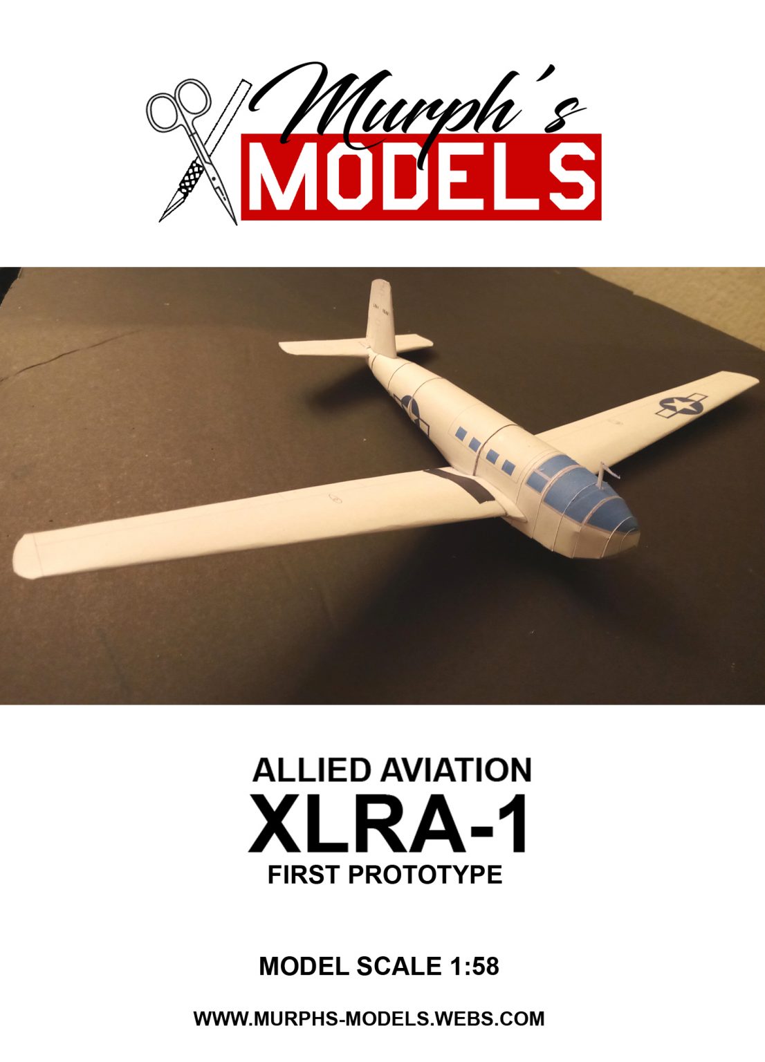 1/58 Allied Aviation XLRA-1 Glider 1st Prototype Paper Model - EcardModels