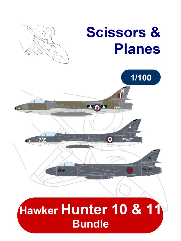 1/100 snp Hawker Hunter 10 and 11 Bundle Paper Model - EcardModels