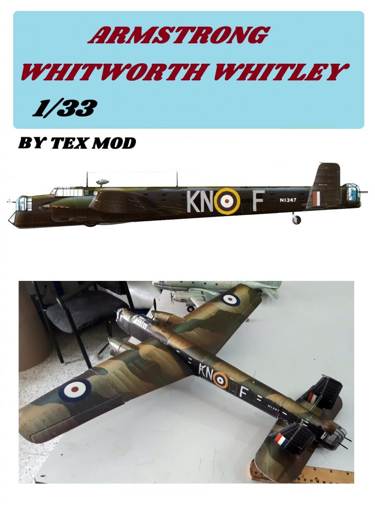 1/33 Armstrong-Whitworth Whitley Night Bomber Paper Model - EcardModels