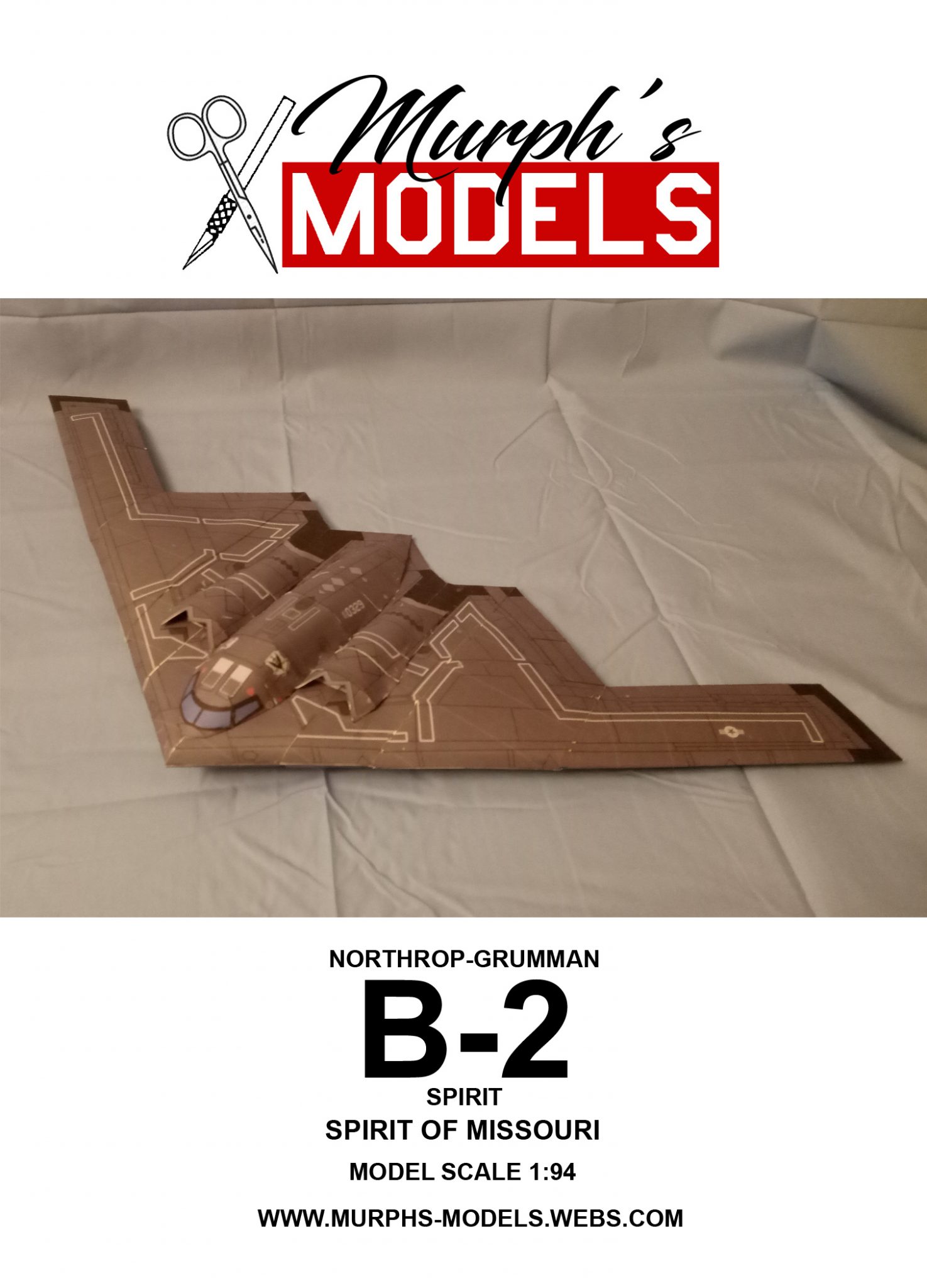 1/94 Northrop-Grumman B-2 Spirit of Missouri Paper Model - EcardModels
