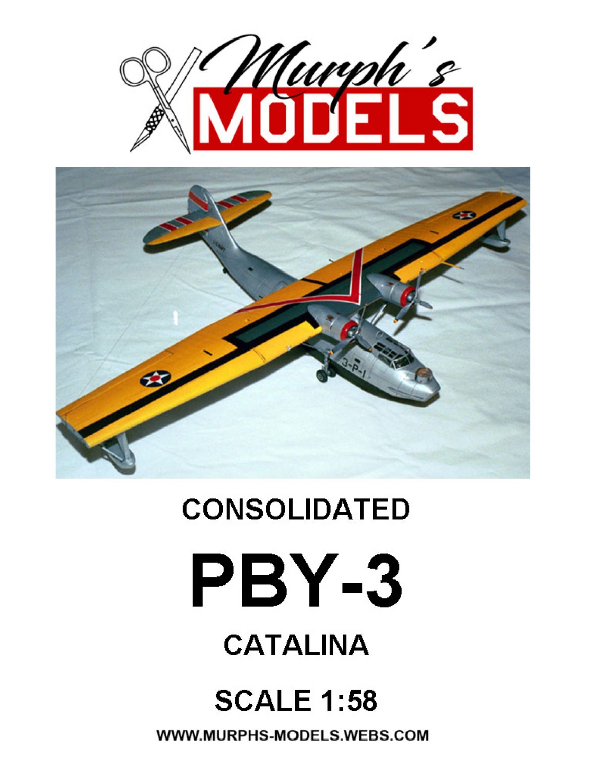 1/58 Consolidated PBY-3 Early US Navy Paper Model - EcardModels