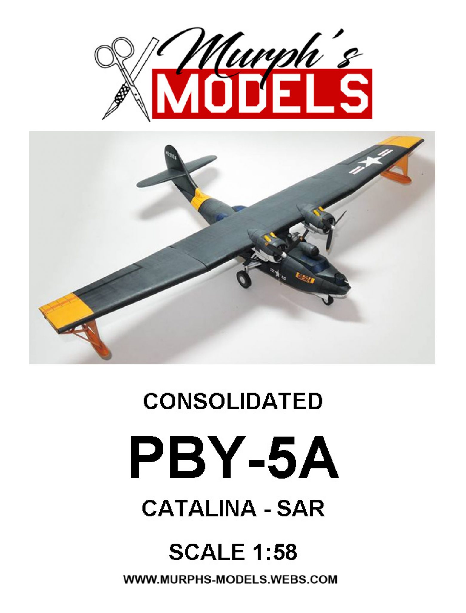 1/58 Consolidated PBY-5A US Navy Search and Rescue Paper Model ...