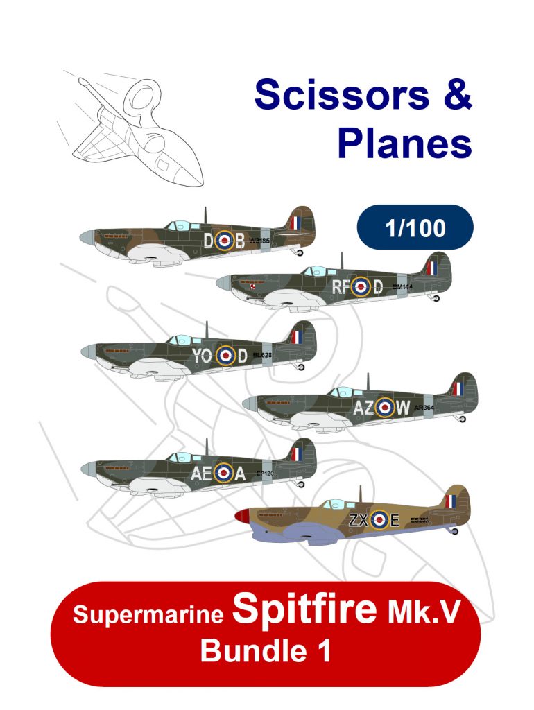1/100 snp Supermarine Spitfire MkV Bundle 1 Paper Model - EcardModels