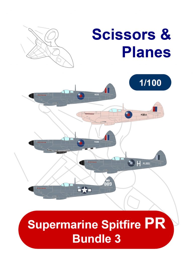 1/100 snp Supermarine Spitfire PR Bundle 3 Paper Model - EcardModels